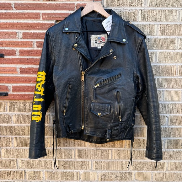 Jackets & Coats | Vtg Motorcycle Biker Genuine Black Leather Jacket ...